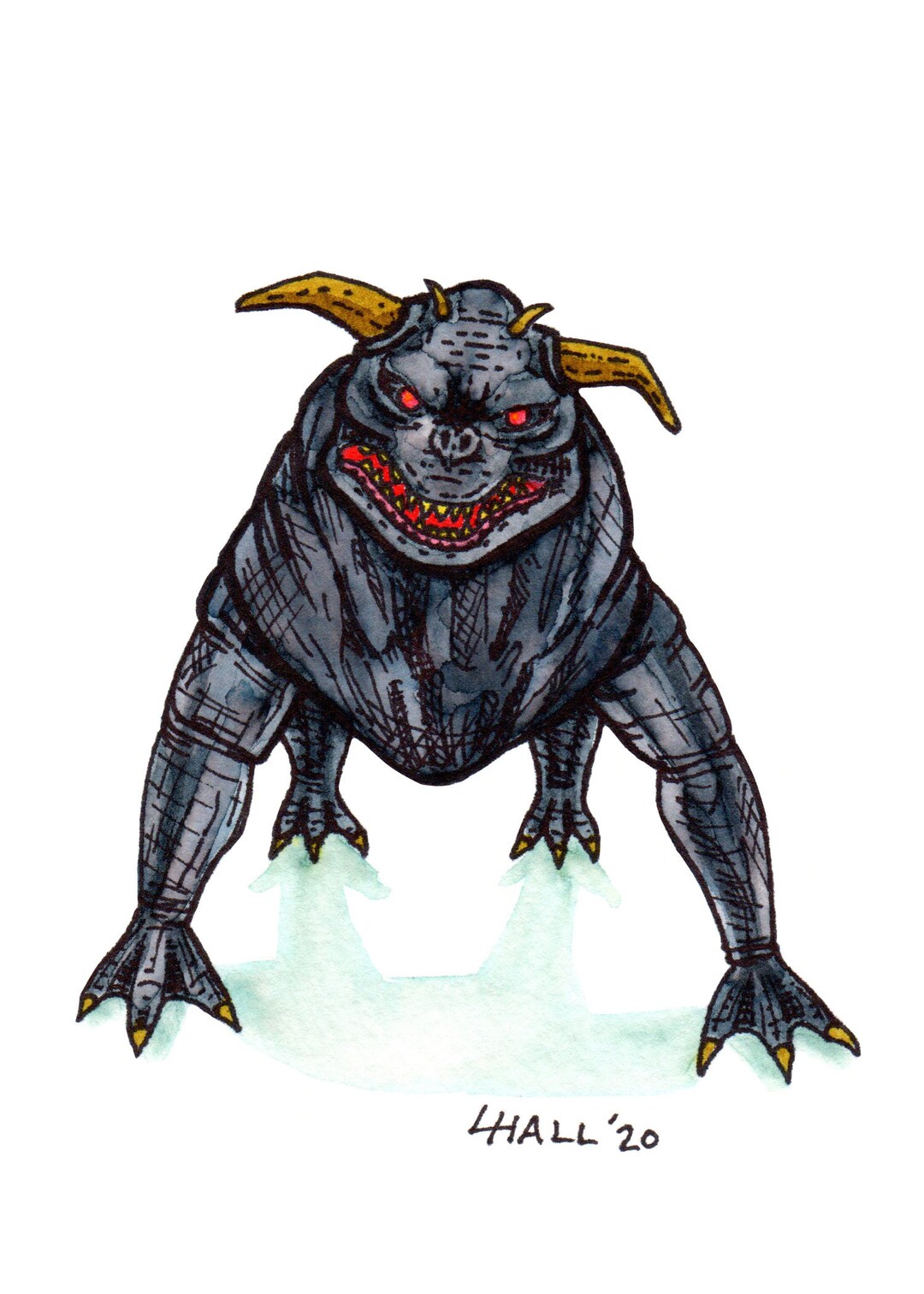 Zuul - Ink and Watercolor Marker - Fan Art - Original Art - Etsy