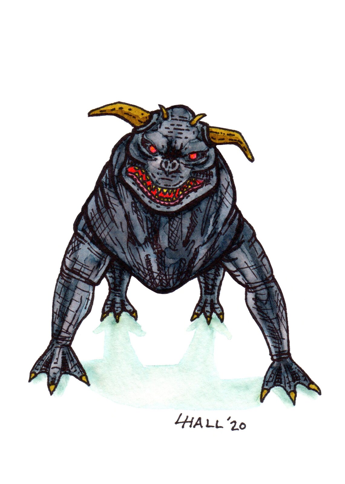 Zuul Ink and Watercolor Marker Fan Art Original Art - Etsy