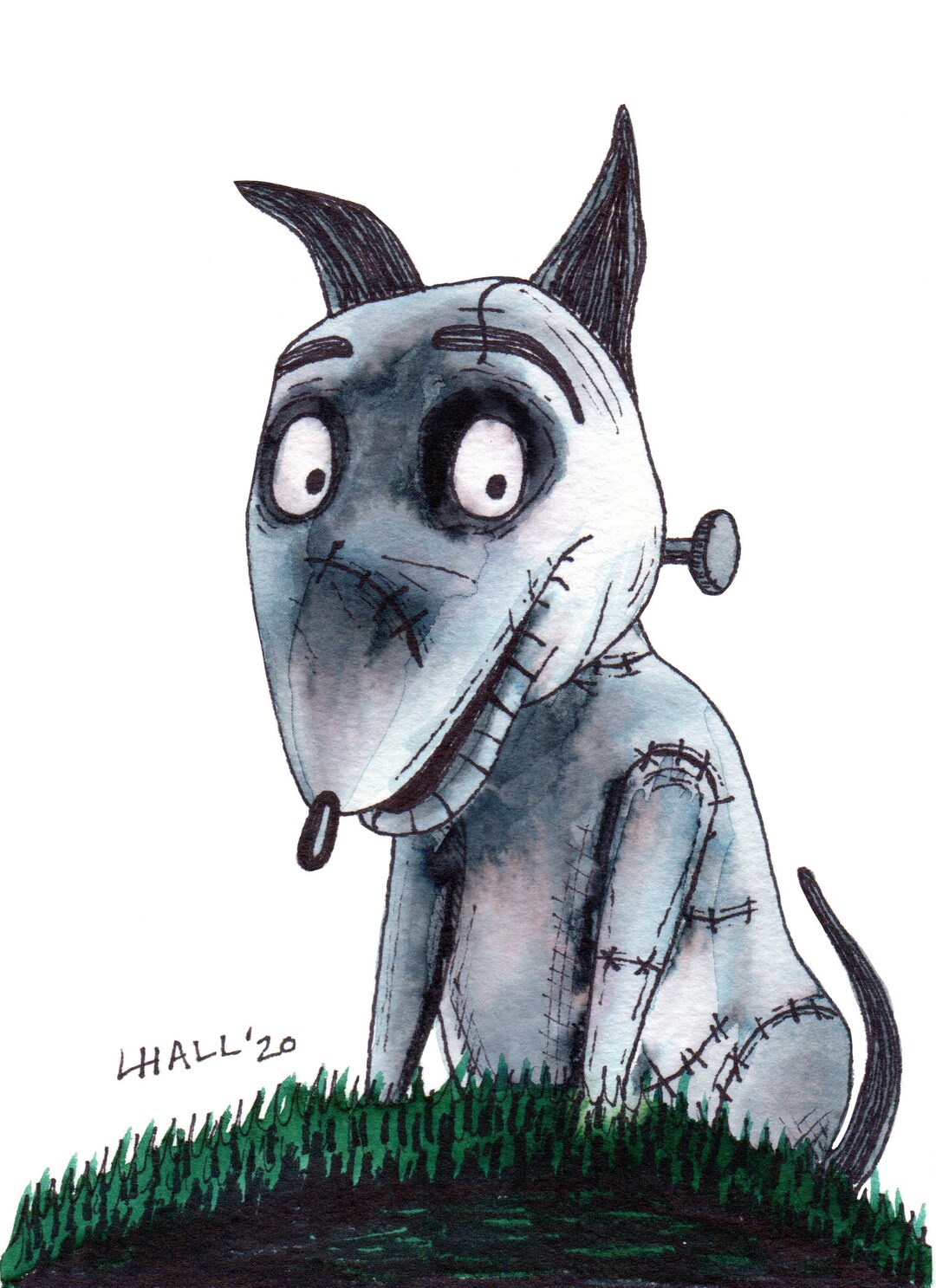 Sparky Frankenstein Weenie Dog Ink and Watercolor Marker Fan Art ...