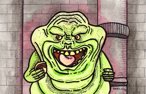 Slimer Ink and watercolor Fan Art Poster Print | Etsy