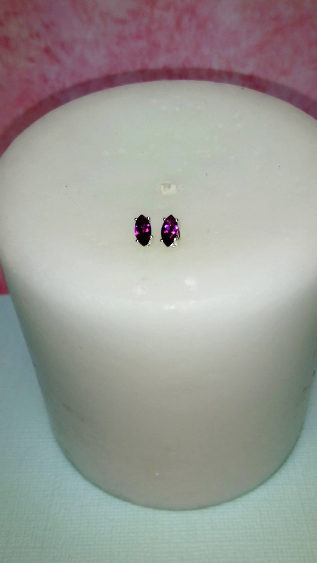 Rhodolite Grape Garnet Stud Earrings, Natural Grape Garnets 6x3mm ...