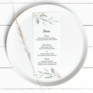 Greenery Menu Card Template, Dinner Menu for Event, Wedding Menu Design ...