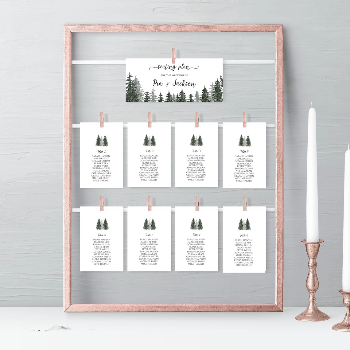 Seating Plan With Winter Trees Autumn Wedding Seating Chart | Etsy