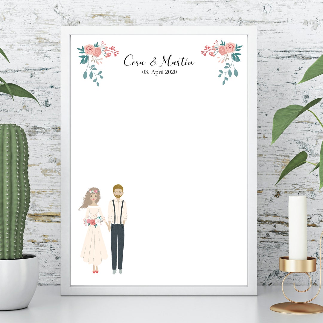 Guest Book Sign With Wedding Portrait Poster for Guests to - Etsy