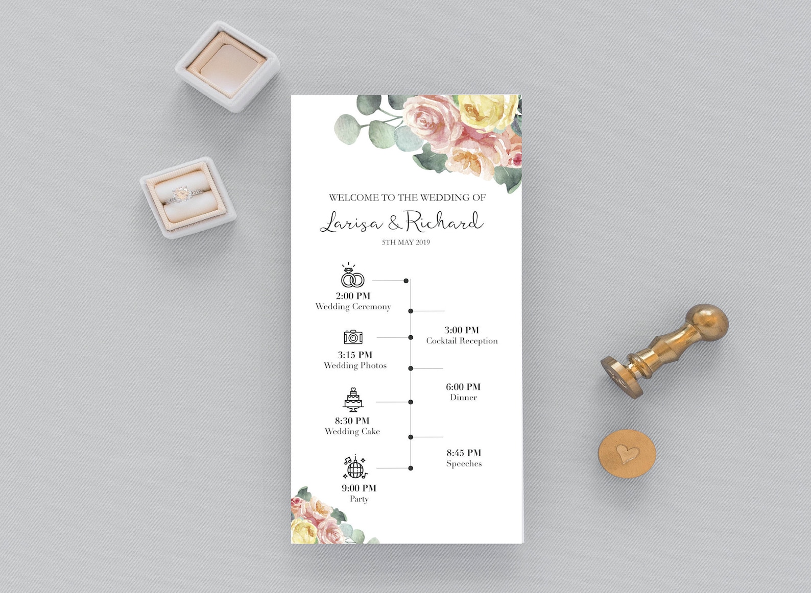 Wedding Program Timeline Template Wedding Day Timeline | Etsy