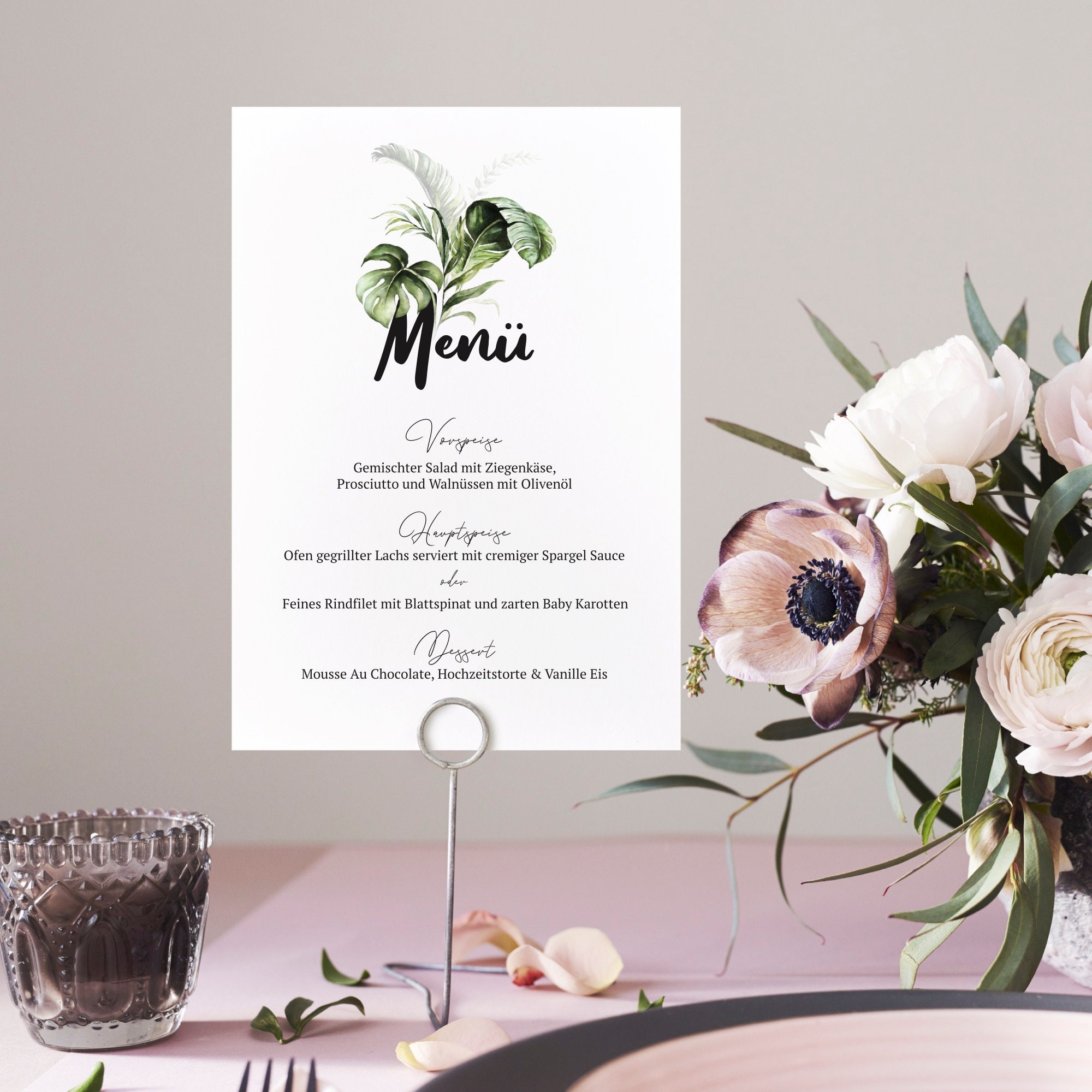 Palm Tree Menu Card Print Yourself Rectangular Menu | Etsy