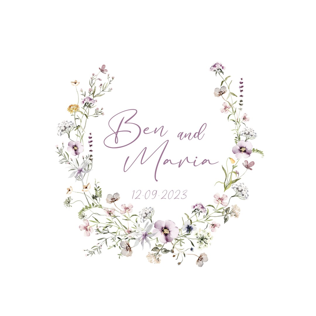 Unique Chic Wedding Monogram, Rustic Outdoor Round Logo With Initials ...