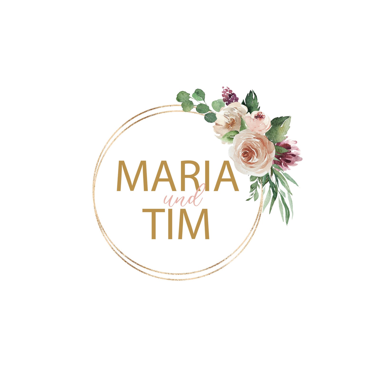 Unique Wedding Logo Light Rosa Flowers Couple Logo - Etsy