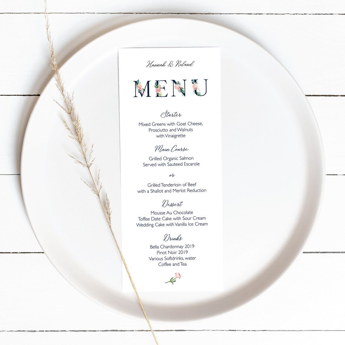 Elegant Menu Card Design With Calligraphy Print Yourself - Etsy