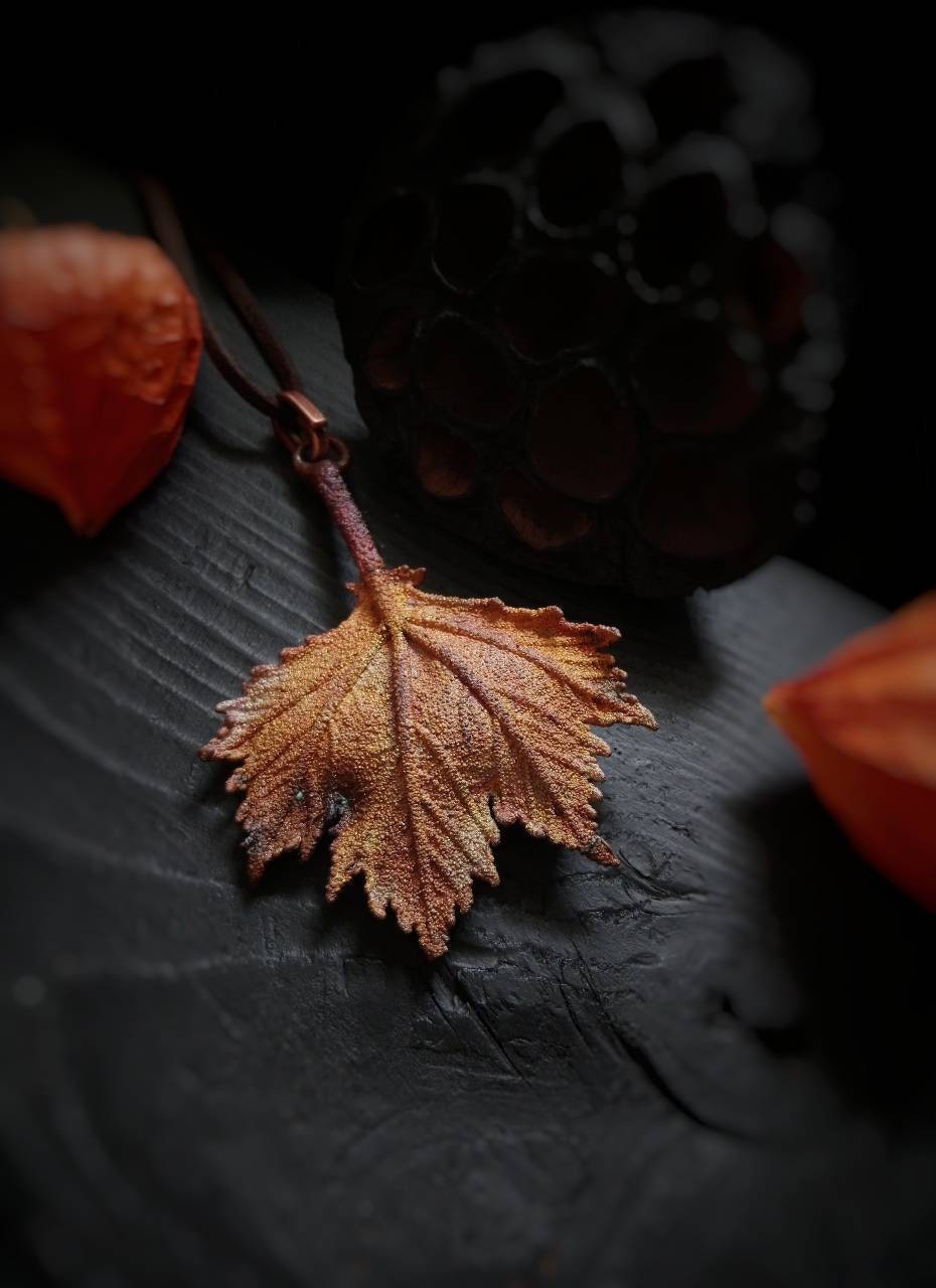 Electroformed Jewelry Copper Real Leaf Necklace Natural Leaves Copper ...