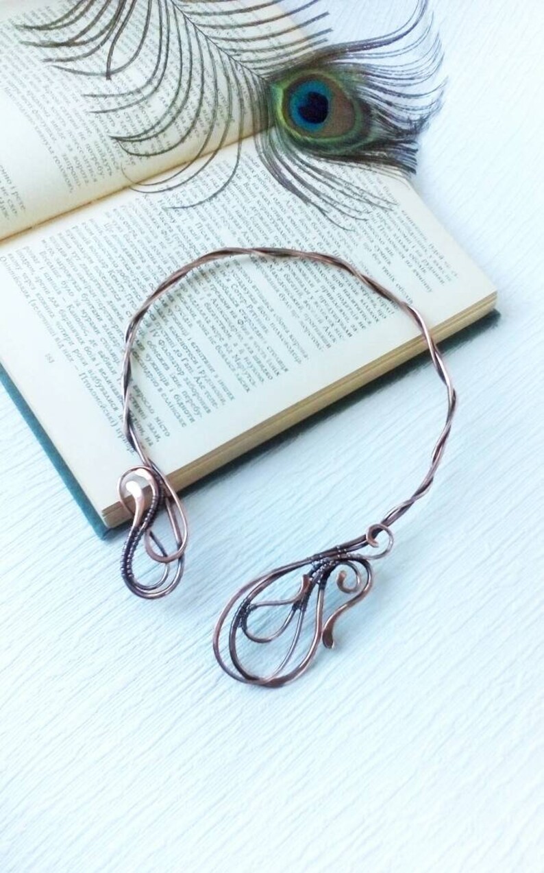 Copper Open Choker Wire Wrapped Jewelry Woven Collar Necklace Bohemian ...