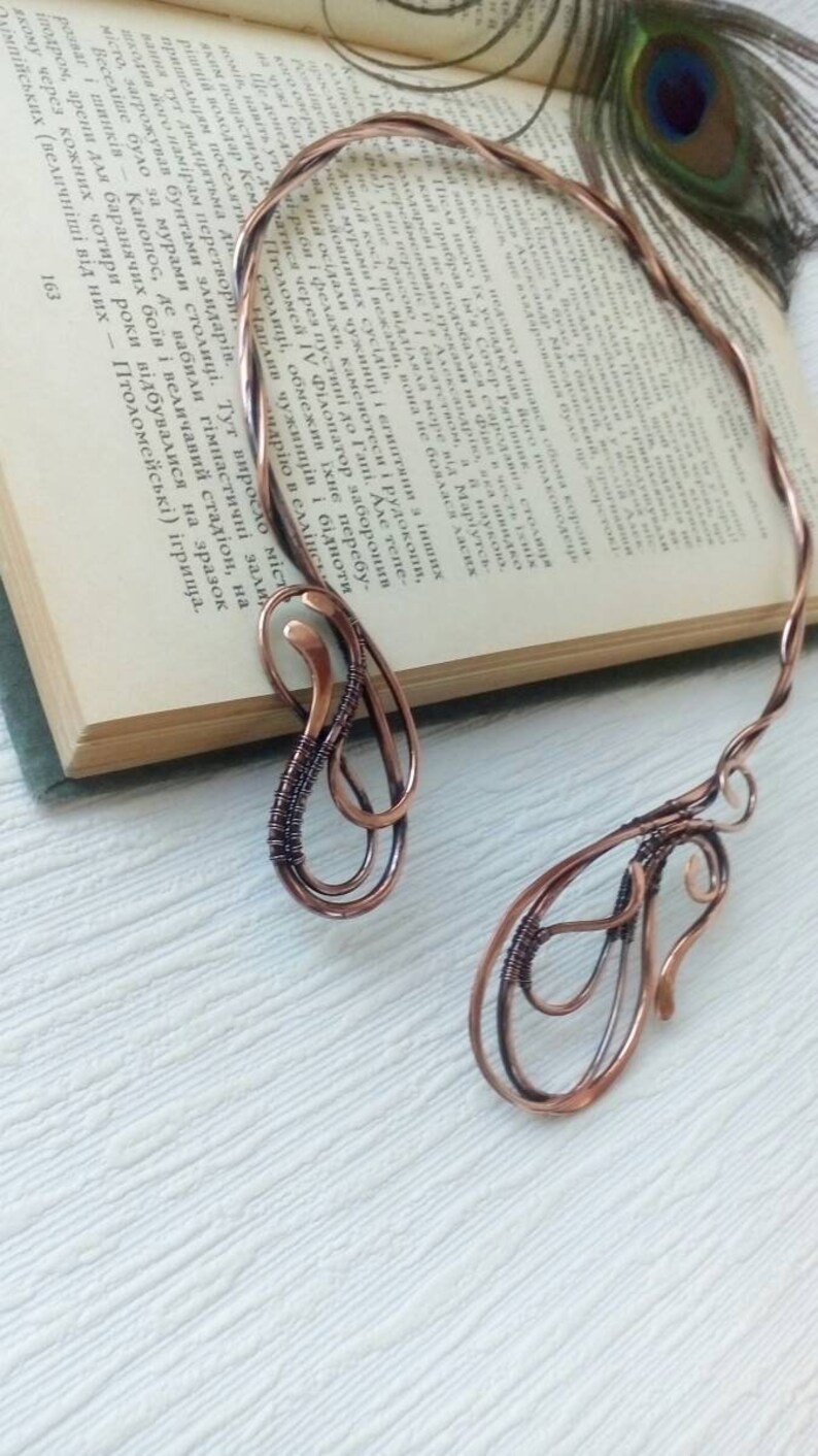 Copper Open Choker Wire Wrapped Jewelry Woven Collar Necklace Bohemian ...