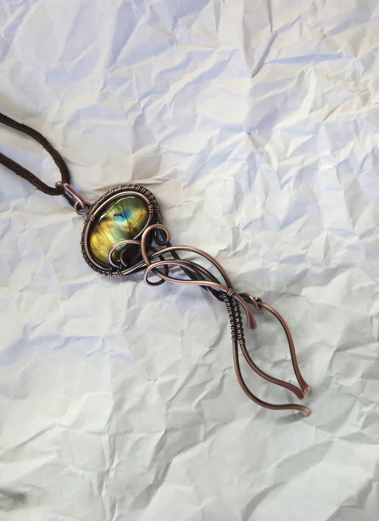 Jellyfish Necklace Wire Wrapped Jewelry Labradorite Stone - Etsy