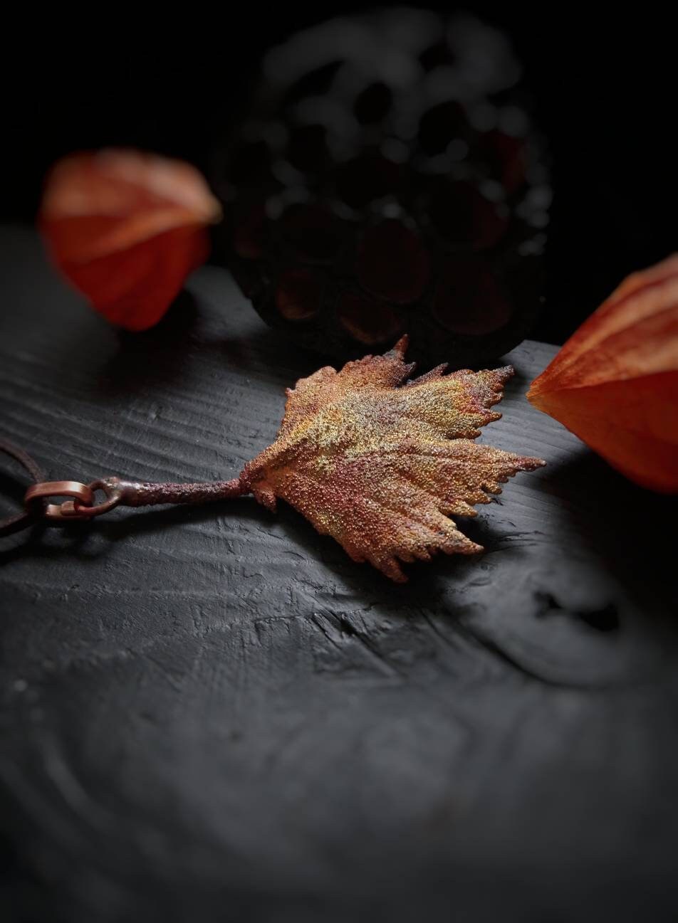 Electroformed Jewelry Copper Real Leaf Necklace Natural Leaves Copper ...