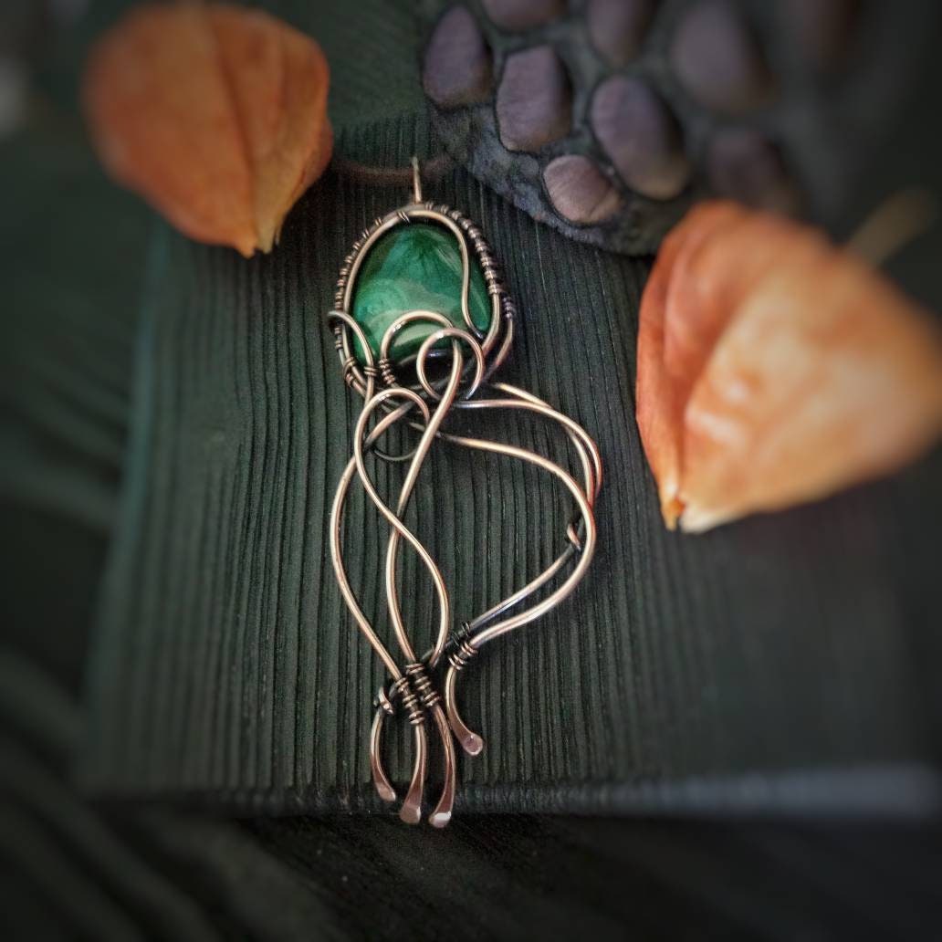 Jellyfish Necklace Wire Wrapped Jewelry Labradorite Stone - Etsy