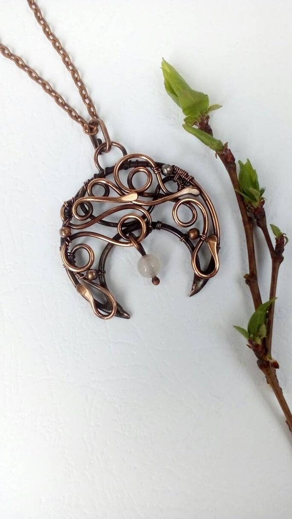 Copper Amulet With Rose Quarts Wiccan Goddess Talisman Witch - Etsy