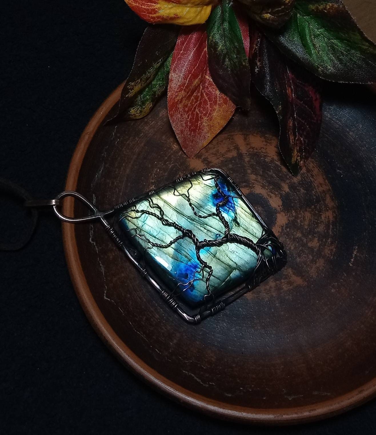 Tree of Life Pendant With Viking Runes. Fehu Rune Necklace. Labradorite ...