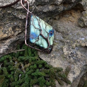 Tree of Life Pendant With Viking Runes. Fehu Rune Necklace. Labradorite ...