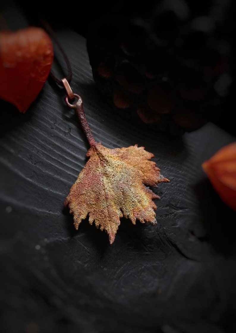 Electroformed jewelry copper real leaf necklace natural leaves | Etsy