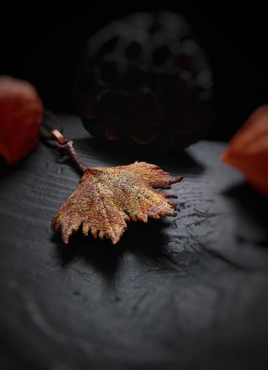 Electroformed Jewelry Copper Real Leaf Necklace Natural Leaves Copper ...