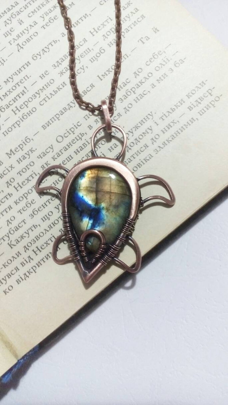 Sea Turtle Necklace Labradorite Wirewrap Copper Pendant Wire Wrapped ...