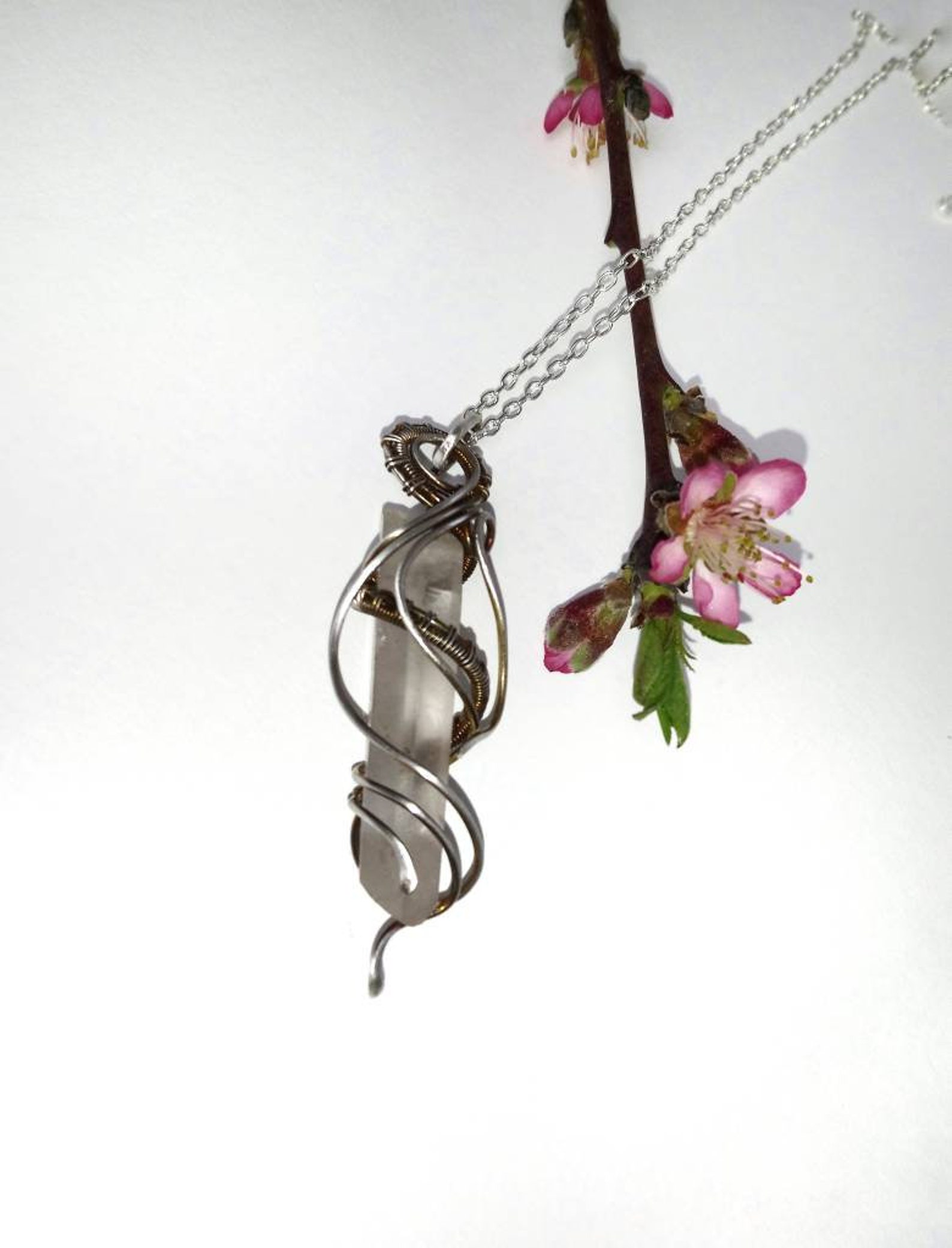 Sterling Silver Pendant Wire Wrap Necklace Wire Wrapped Jewelry Gift ...