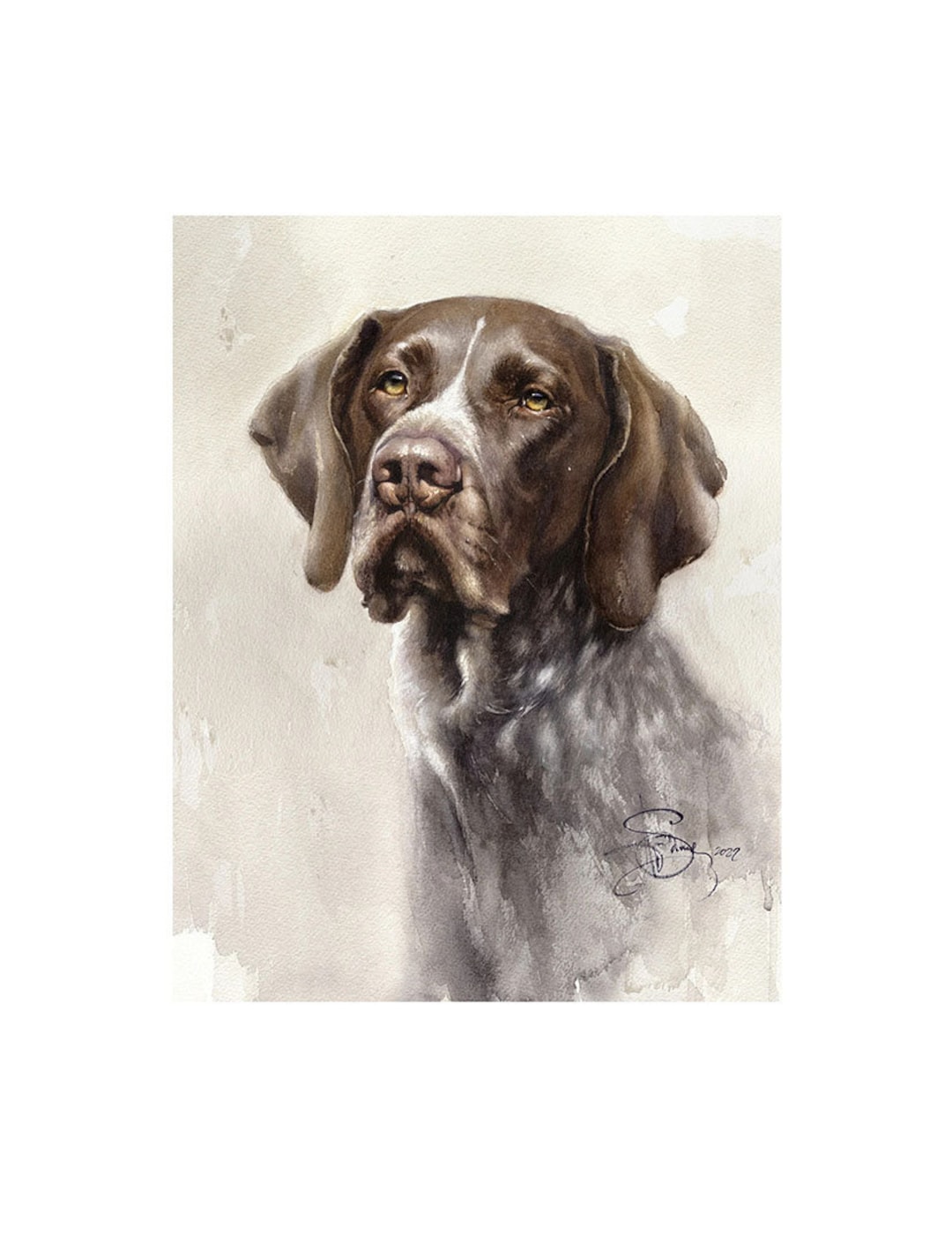 German Shorthair Pointer. Portrait" Print // Pointer Art // German ...