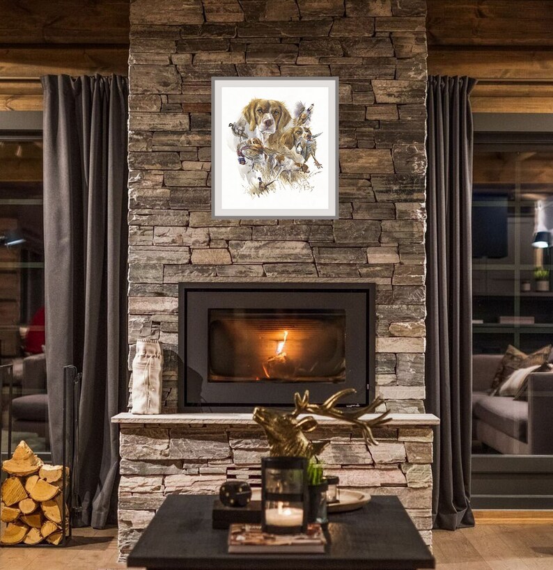 Brittany. Bird Hunting Watercolor Print by Valery | Etsy