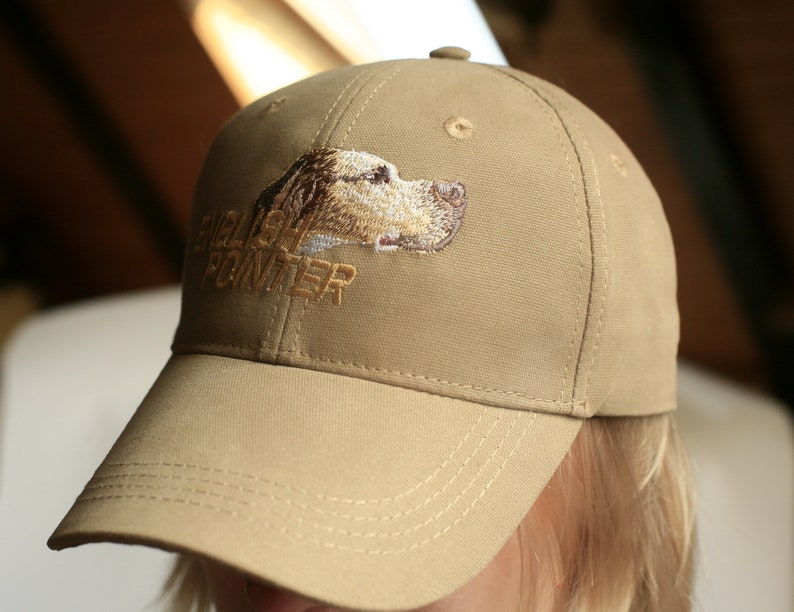 Embroidered English Pointer Hunting Hat - Olive Cotton Cap - Etsy