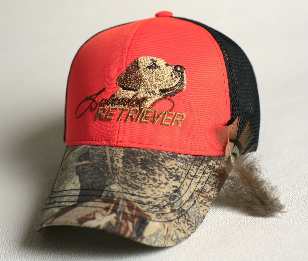 Embroidered Labrador Retriever Hunting Hat: Orange Camo Cap - Etsy