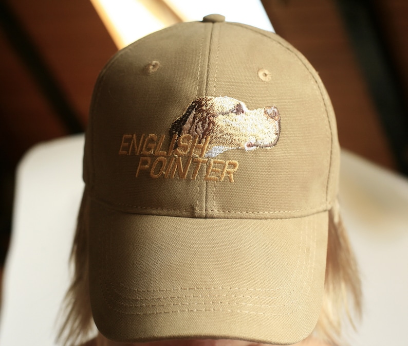 Embroidered English Pointer Hunting Hat - Olive Cotton Cap - Etsy