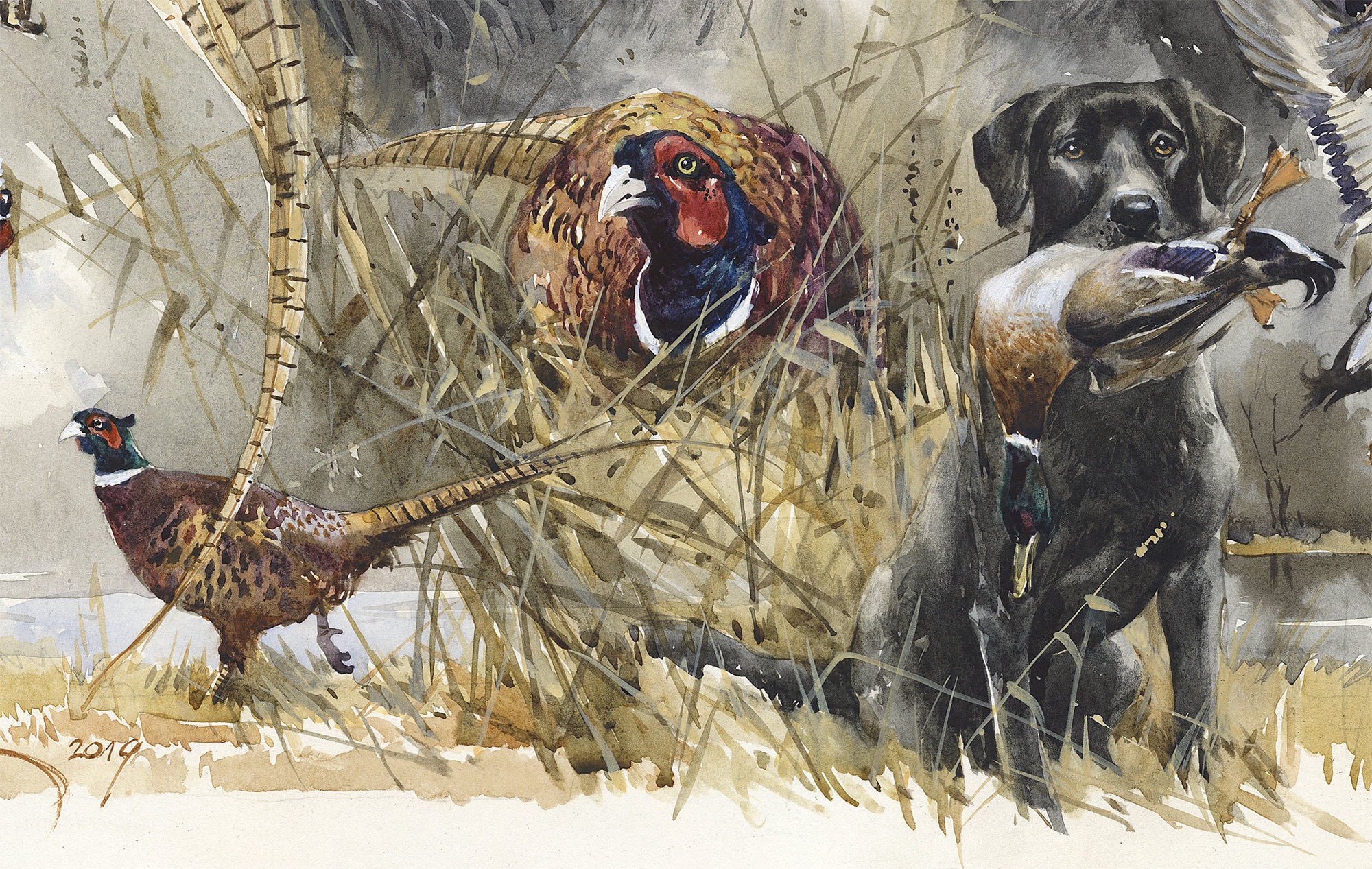 Labradors Hunting Signed Author's Watercolor Print | Etsy