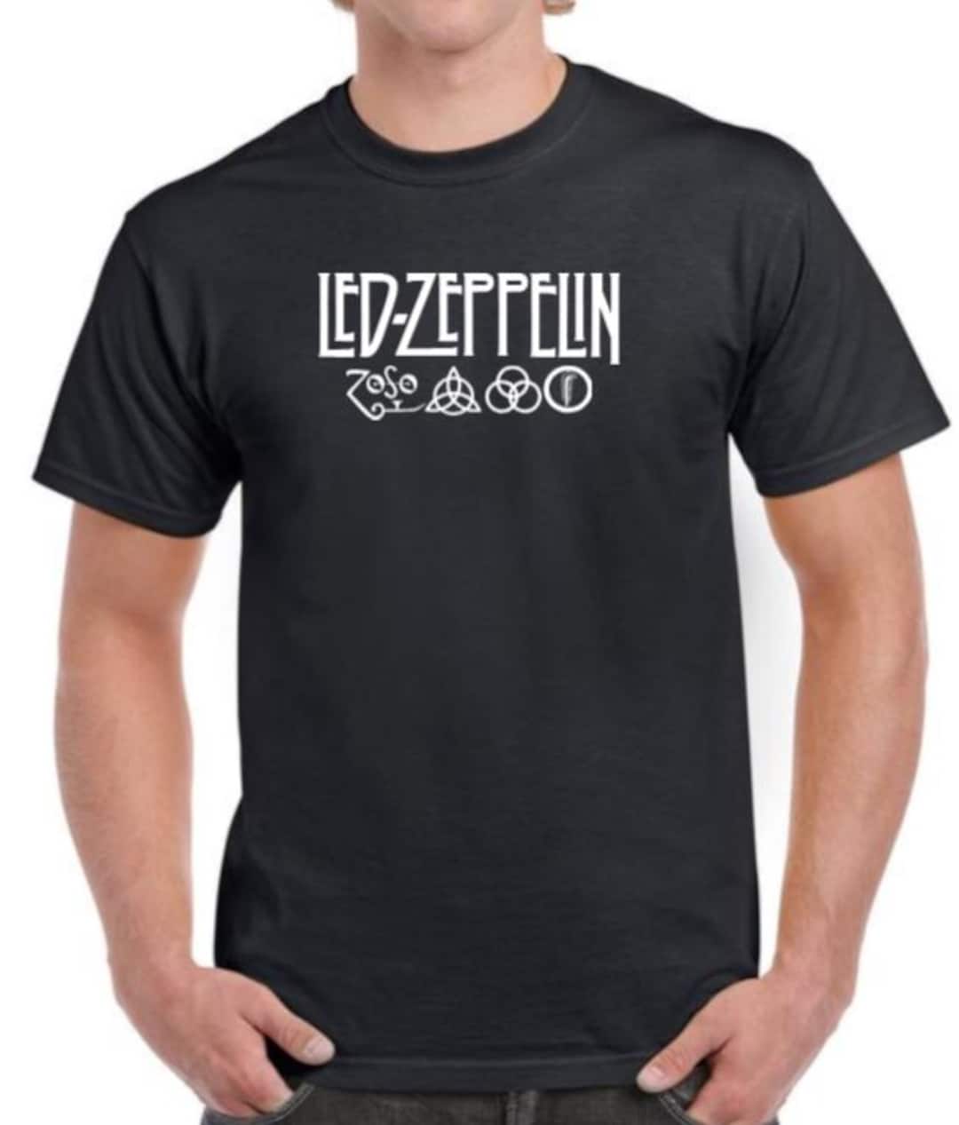 Vintage Led Zeppelin Symbol Design T-shirt Classic Rock Band Cotton Tee ...