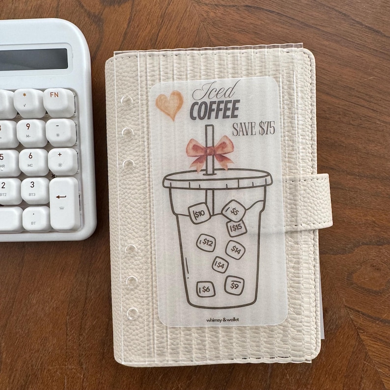 Iced Coffee Savings Challenge | Save 75 | Vellum A6 Savings Tracker - Etsy