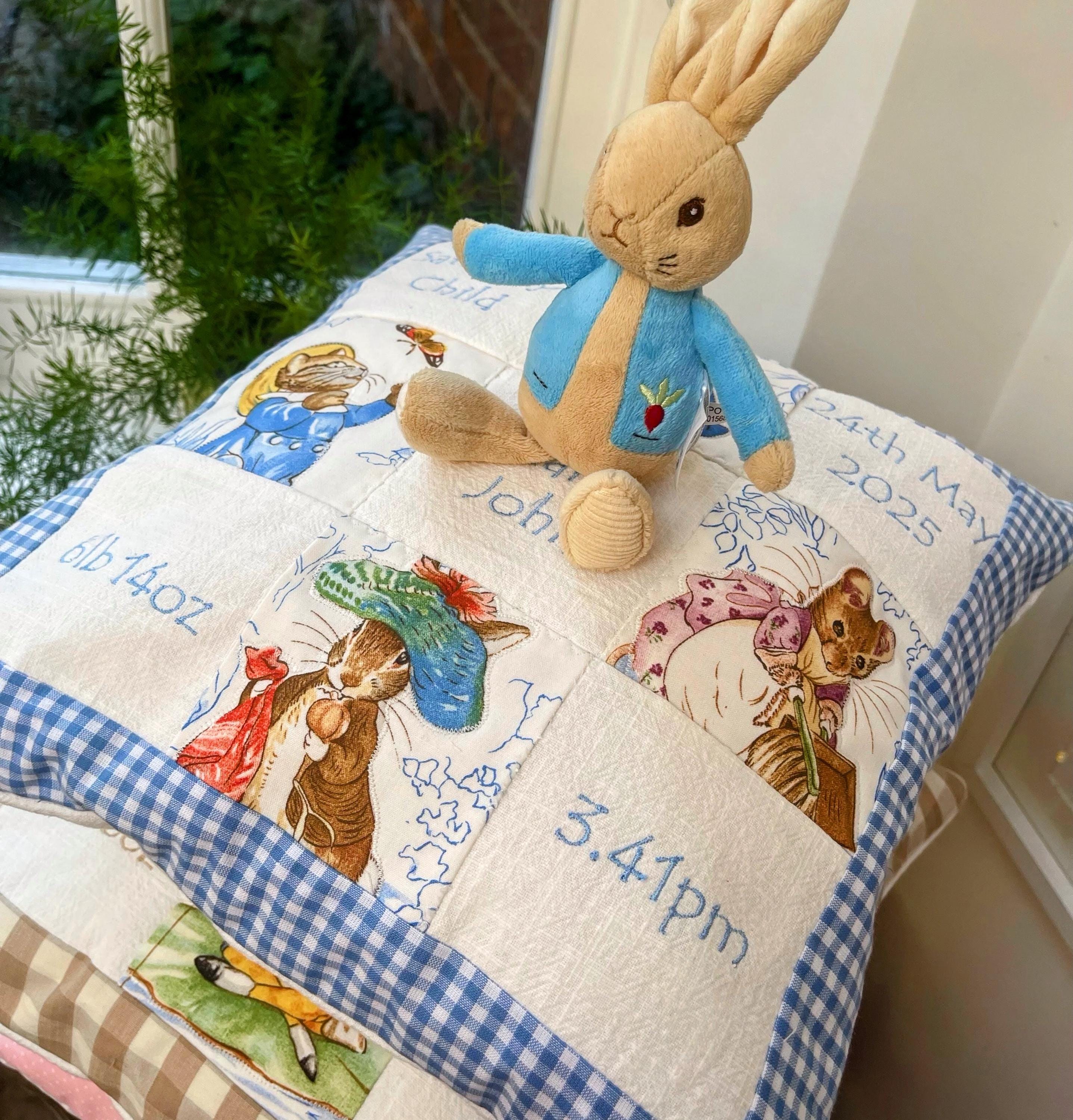 Beatrix Potter© Personalised Memory Cushion® Gift Set - New Baby ...