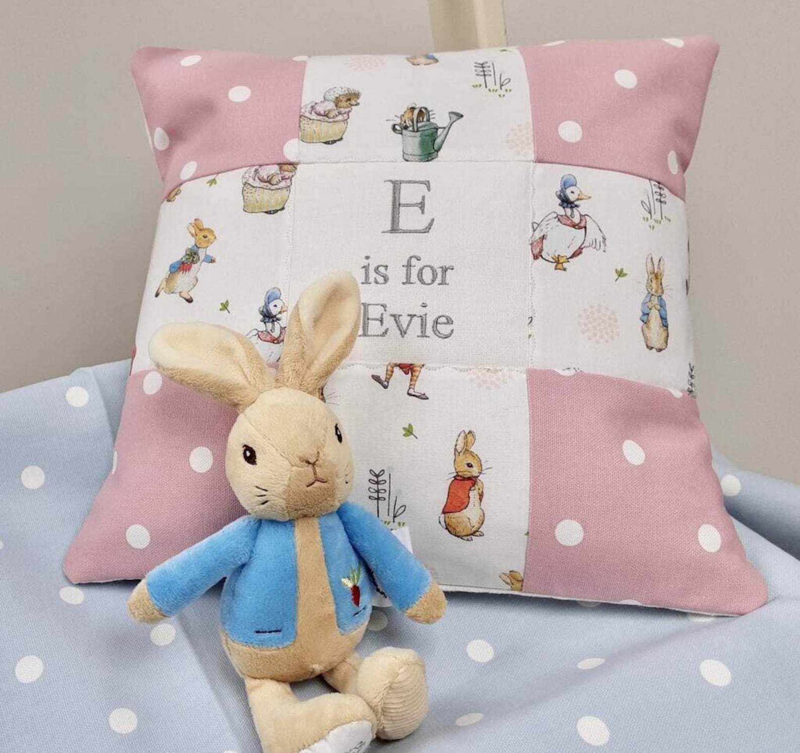 Peter Rabbit© Alphabet Cushion Grey Personalised Baby Gift Personalized ...