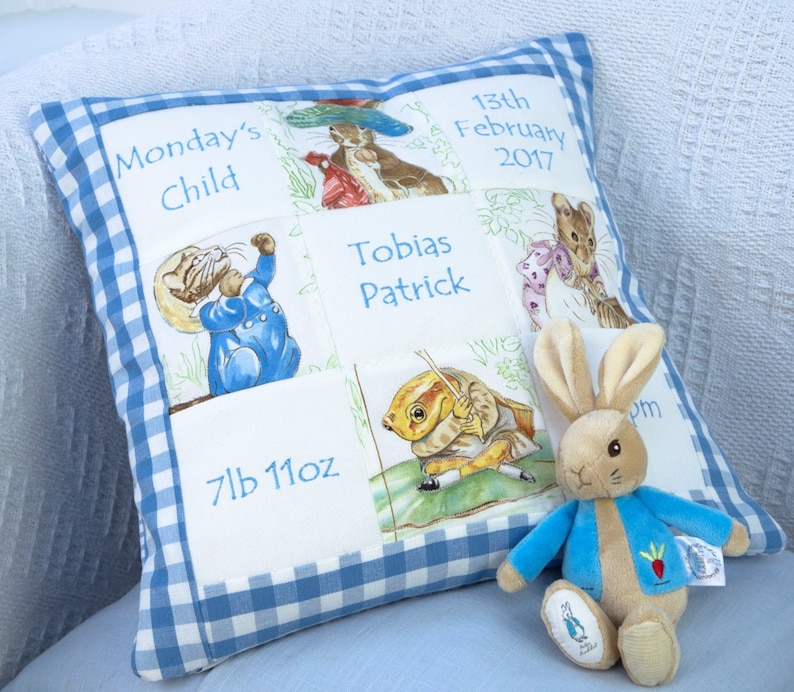 Beatrix Potter© Personalised Memory Cushion® Gift Set - New Baby ...