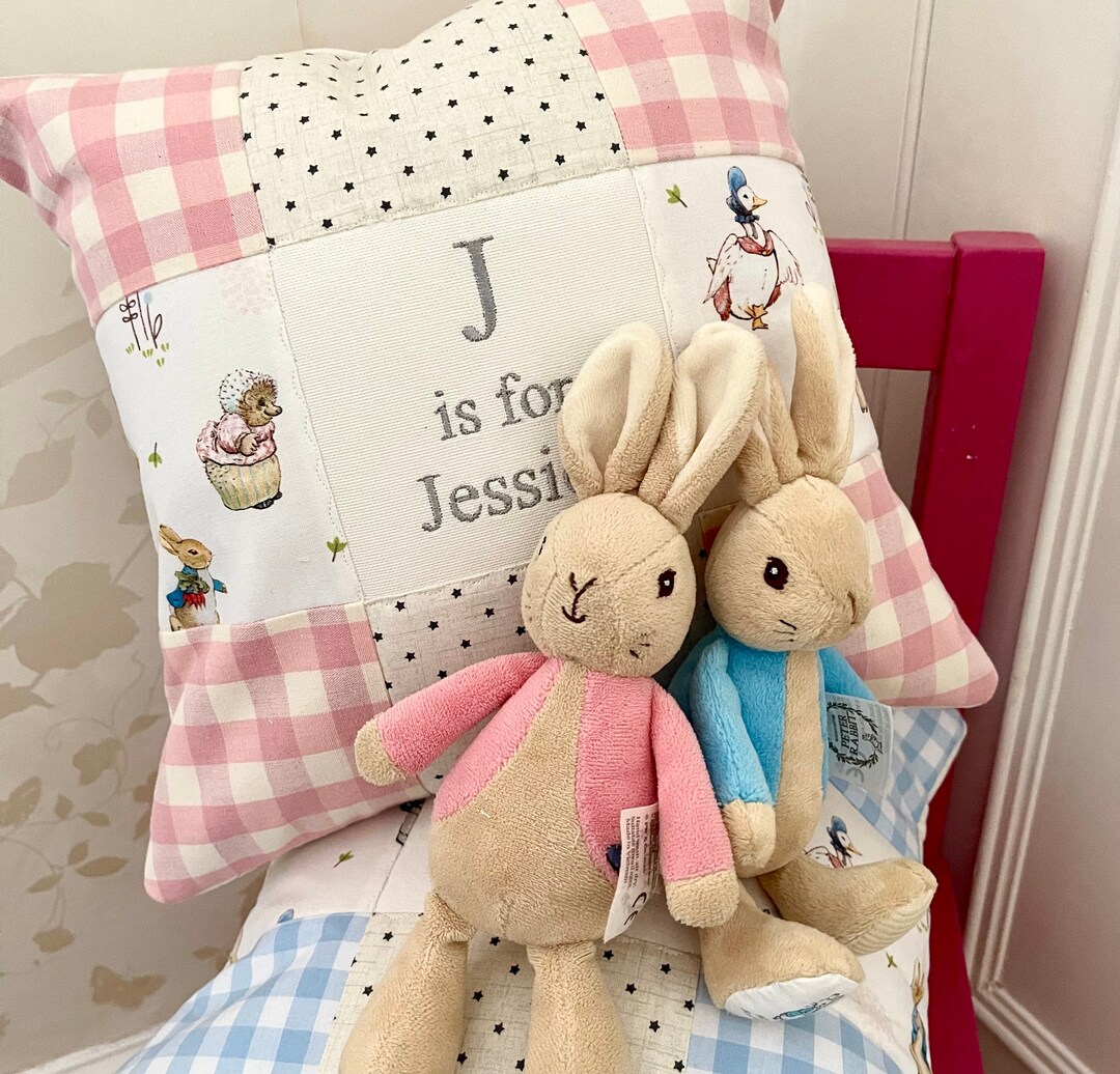 Peter Rabbit© Alphabet Cushion Gingham - Personalised Baby Gift ...