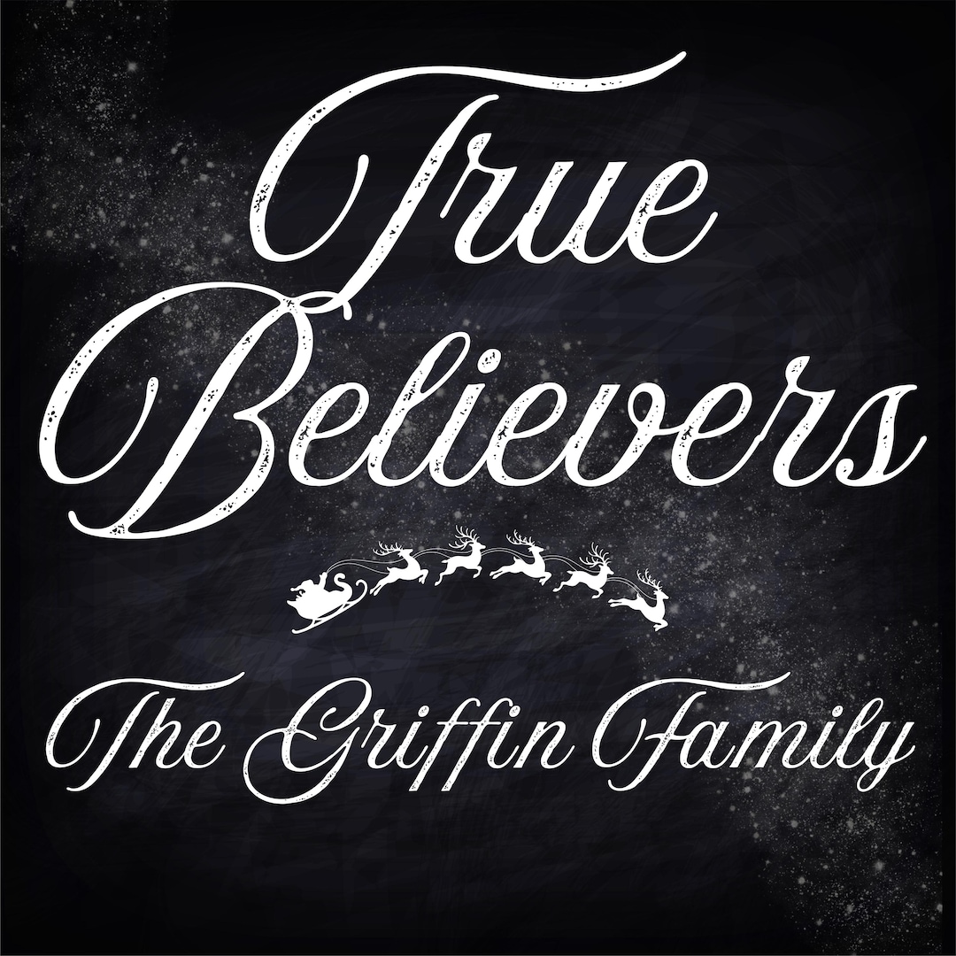 Personalized 'true Believers' Family Christmas Sign – Self-edit Canva ...