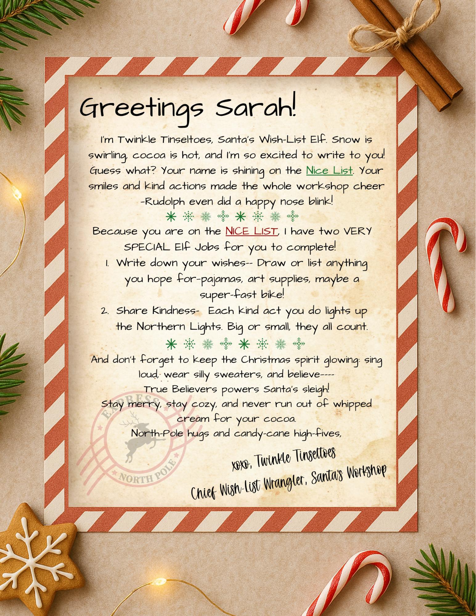 Editable Elf Letter • Canva + Fill-in PDF • Instant North-pole Note ...