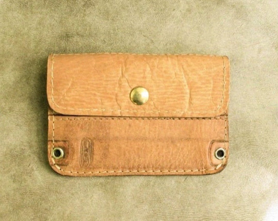 Mini Debit/business Card Wallet Upcycled Briefcase Cowhide Light Brown ...