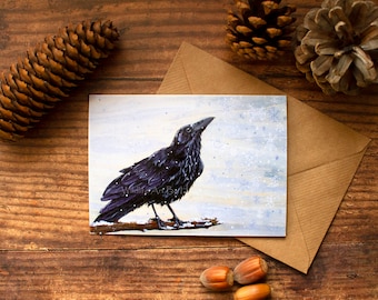 Crow Christmas Card - Etsy