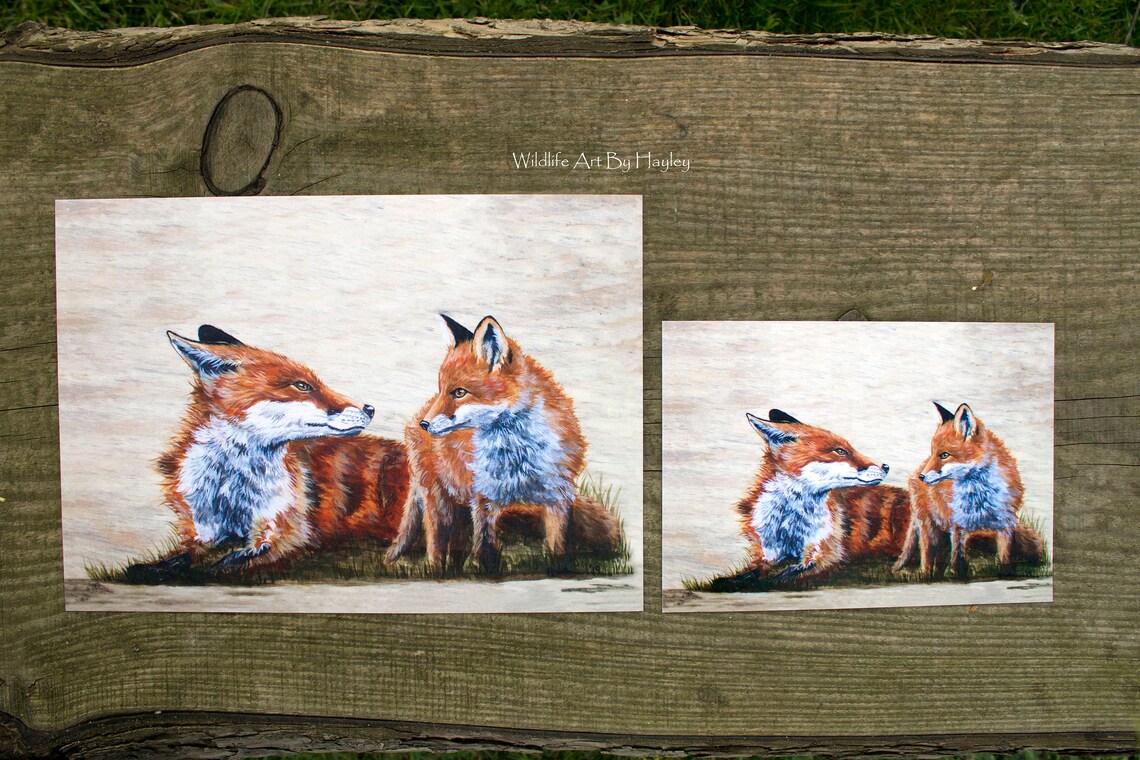 Fox family art print A4 size. | Etsy