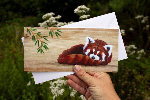 Red Panda Greetings Card Animal Art Card - Etsy UK