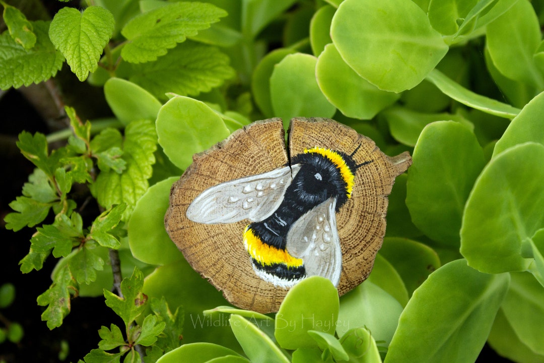 Bumblebee Painting, Pocket Token Art, Painted Wood Slice - Etsy