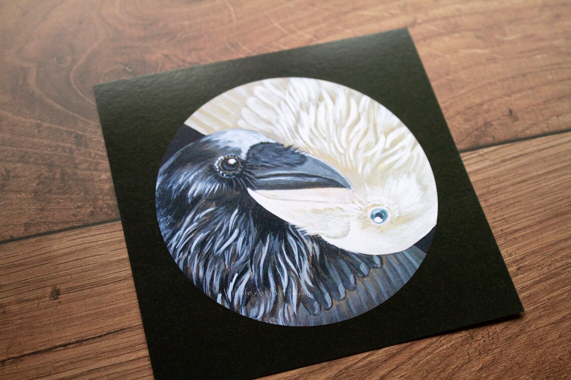 Ravens square art print yin-yang birds | Etsy