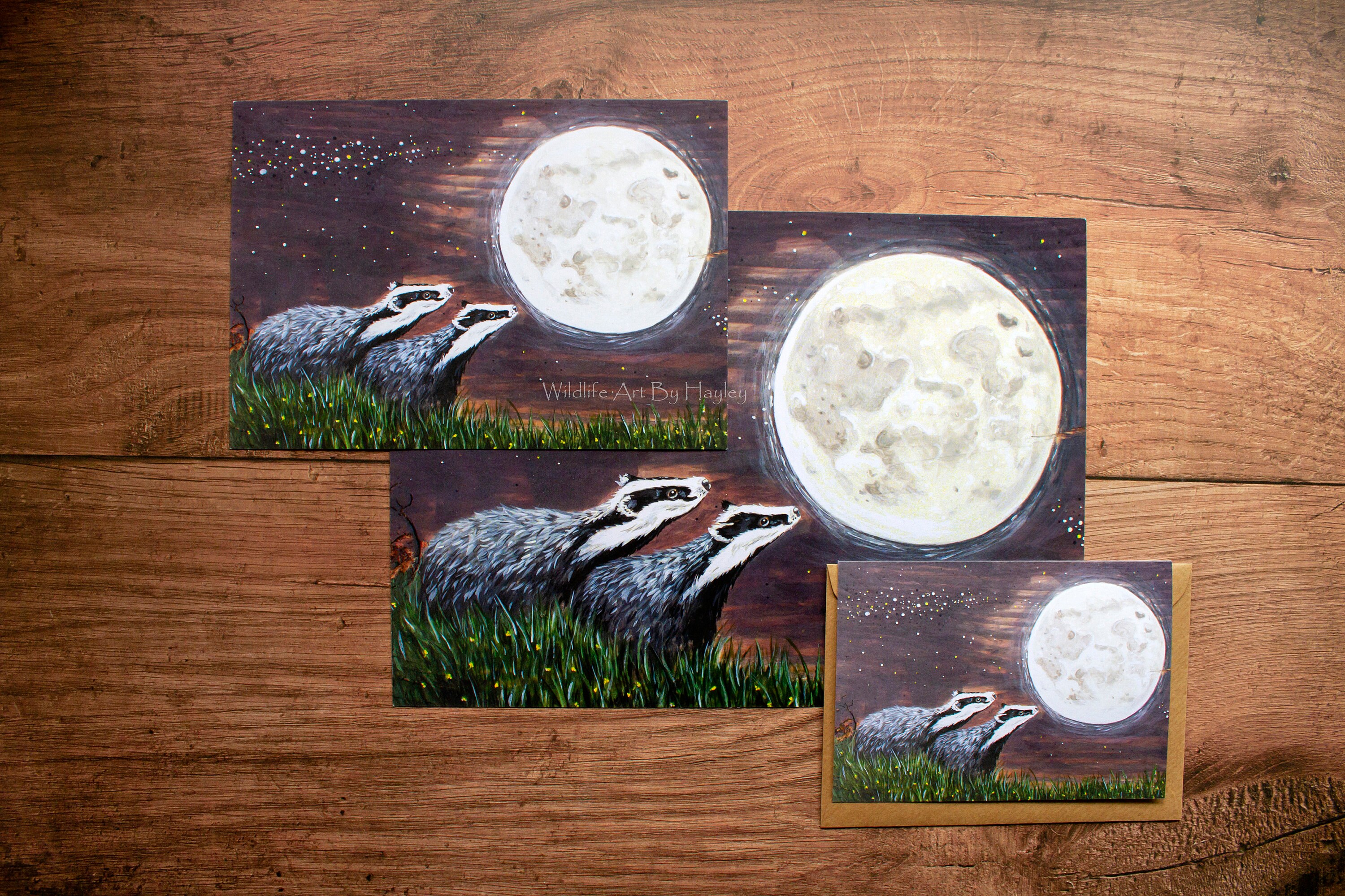 Moon Gazing Badgers, A4 Art Print. - Etsy UK