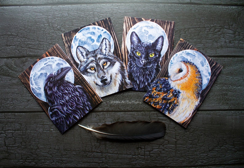 Wolf & Moon Art Greetings Card: Wildlife Lover Gift - Etsy