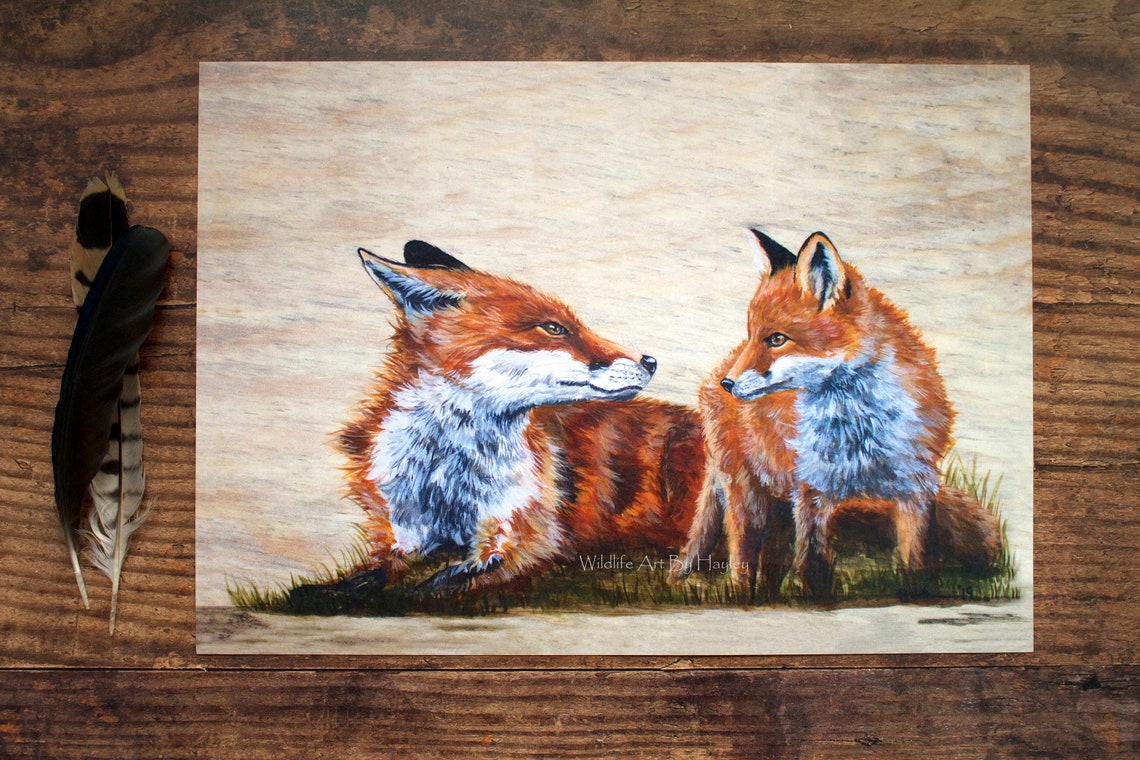 Fox Family Art Print A4 Size. | Etsy