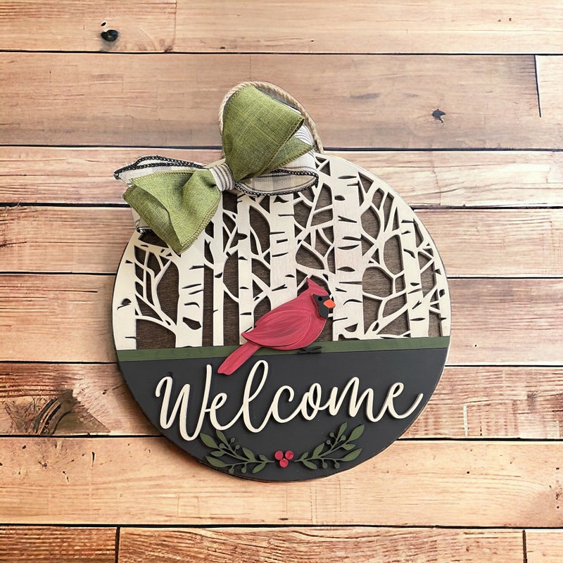 Cardinal Welcome Sign - Etsy